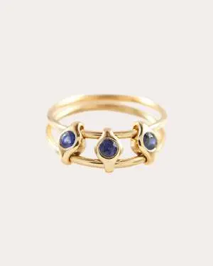 YI COLLECTION Sapphire & 18k Gold Orbit Ring - Blue