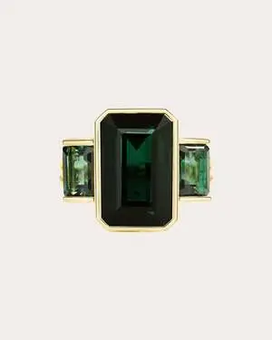 YI COLLECTION Tourmaline & 18k Gold Supreme Bar Ring - Green