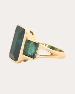 YI COLLECTION Tourmaline & 18k Gold Supreme Bar Ring
