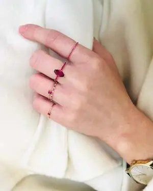 YI COLLECTION Ruby & 14k Gold Petite Circle Ring
