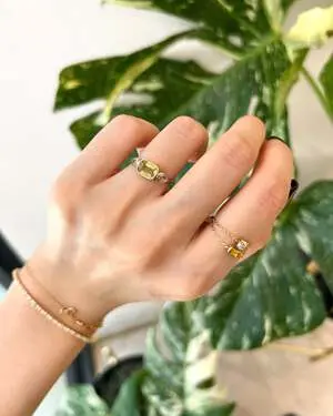 YI COLLECTION Chrysoberyl & Diamond Rose-cut Ring