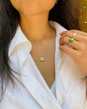 YI COLLECTION Aquamarine Nouveau Pendant Necklace