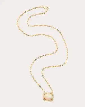 YI COLLECTION Opal & Diamond Portrait Pendant Necklace