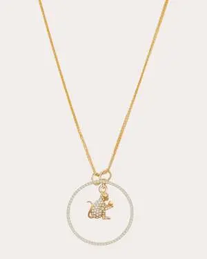 YI COLLECTION Diamond Zodiac Monkey Pendant Necklace - Gold