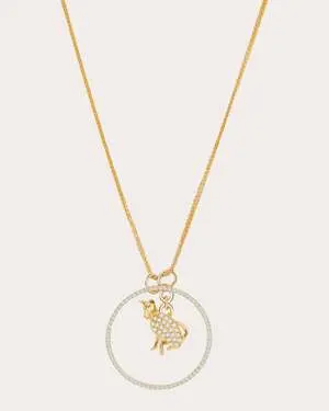 YI COLLECTION Diamond Zodiac Dog Pendant Necklace - Gold