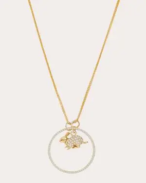 YI COLLECTION Diamond Zodiac Rabbit Pendant Necklace - Gold