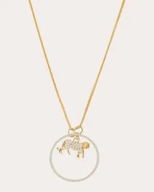YI COLLECTION Diamond Zodiac Tiger Pendant Necklace - Gold