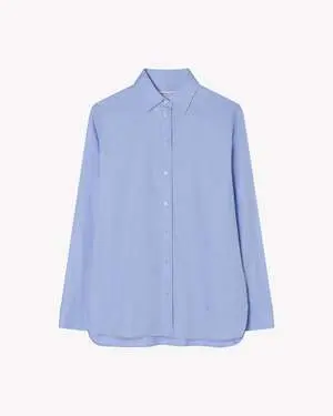 Serena Bute Cotton Boyfriend Shirt - Blue