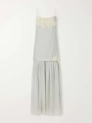 SIR. Noria Lace-trimmed Silk Crepe De Chine Maxi Dress
