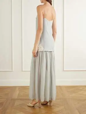 SIR. Noria Lace-trimmed Silk Crepe De Chine Maxi Dress