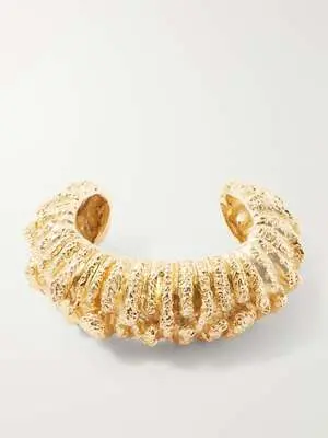 PAOLA SIGHINOLFI Bosco Textured 18-karat -plated Pewter Cuff Bracelet - Gold