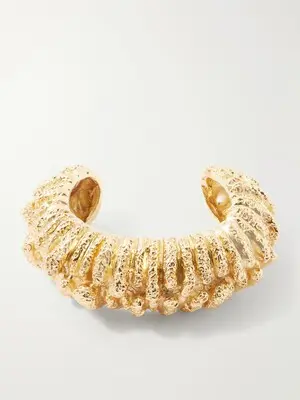 PAOLA SIGHINOLFI Bosco Textured 18-karat -plated Pewter Cuff Bracelet - Gold