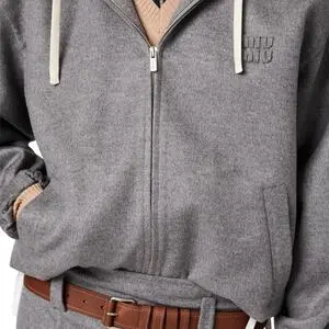 Miu Miu Double Cashmere And Wool Hoodie Jacket