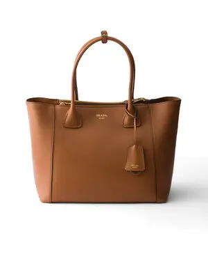 Prada Large Leather Tote Bag - Brown