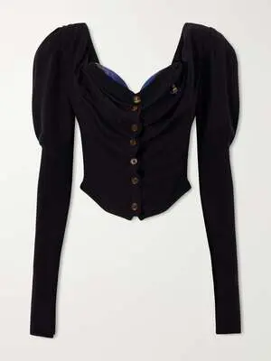 VIVIENNE WESTWOOD Bea Cotton And Cashmere-blend Corset Cardigan - Black