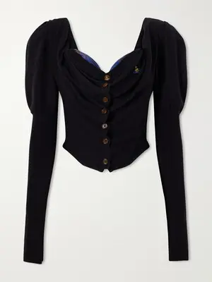 VIVIENNE WESTWOOD Bea Cotton And Cashmere-blend Corset Cardigan - Black