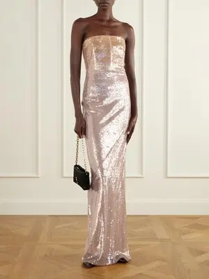Galvan Strapless Sequined Tulle Gown