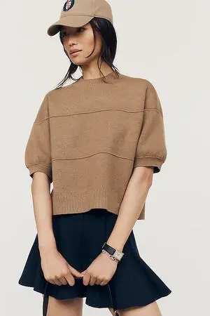 Maeve Puff-sleeve Knit Pullover - Camel