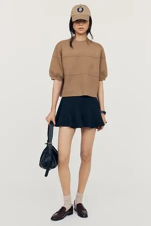 Maeve Puff-sleeve Knit Pullover - Camel