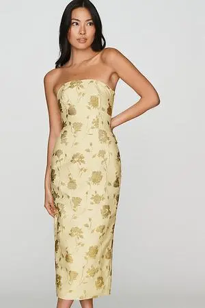 MARE MARE Brocade Strapless Column Midi Dress