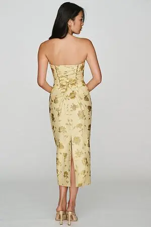 MARE MARE Brocade Strapless Column Midi Dress