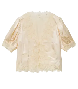 DÔEN Idella Silk Satin Top With Lace Trim