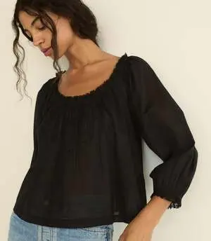 DÔEN Florine Embroidered Cotton Voile Top