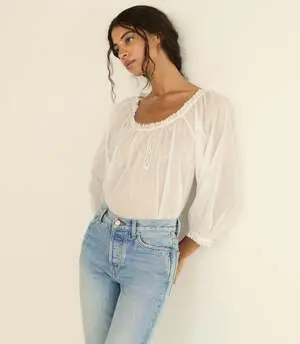 DÔEN Florine Top Organic Cotton Embroidered Blouse