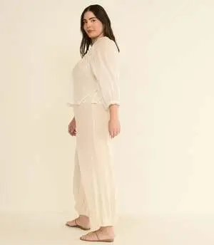 DÔEN Florine Top Organic Cotton Embroidered Blouse