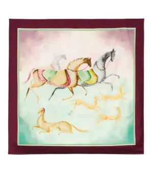 DÔEN Print Silk-viscose Twill Bandana - Gallops Foulard