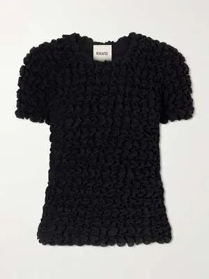 Khaite Polly Ruched Silk-chiffon Top - Black