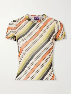 JEAN PAUL GAULTIER Striped Mesh Top - Yellow