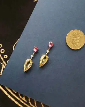 YI COLLECTION Rhodolite & Heliodor Dewdrop Drop Earrings
