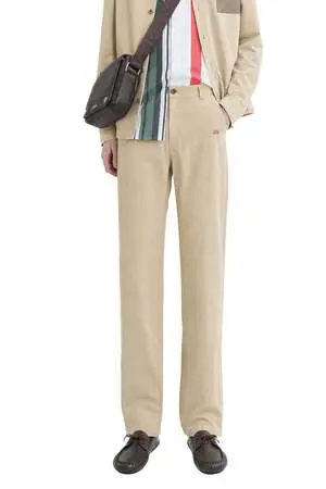 Loewe Cotton Twill Straight Leg Trousers - Beige