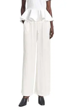 Alaïa Peplum Viscose Cady Wide-leg Trousers