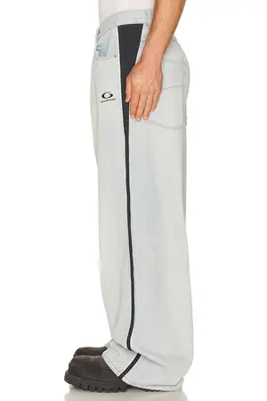 Balenciaga Wide Leg Jeans With Contrast Piping - Light Blue