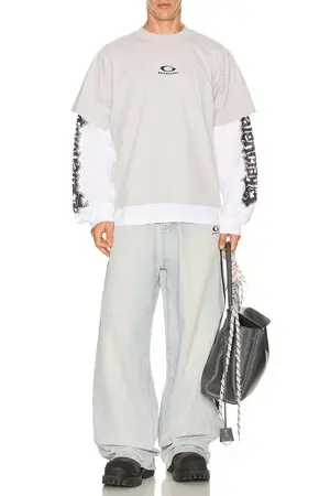 Balenciaga Wide Leg Jeans With Contrast Piping