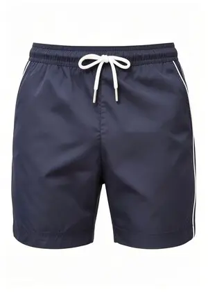 VAYLA Navy Plain Tailored Swim Shorts With Contrast Piping - Blue