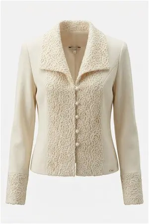 LUNA FASHION HOUSE Ivory Tailored Lace Blazer - White