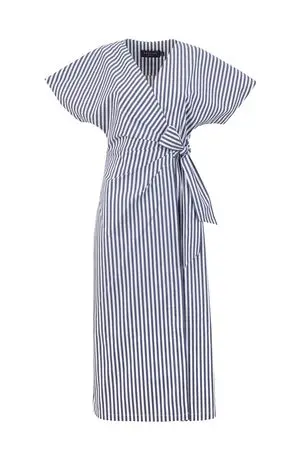 EXQUISE Collins Stripe Wrap Midi Dress