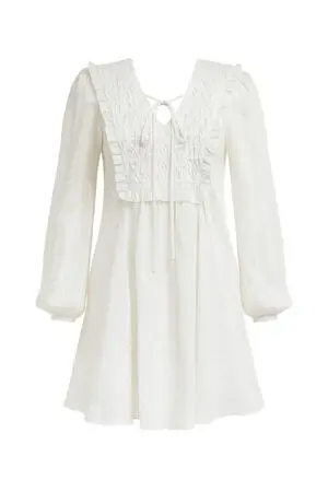 EXQUISE Neutrals / Chaney Long Sleeve Linen Mini Dress