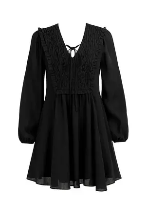 EXQUISE Chaney Long Sleeve Linen Mini Dress