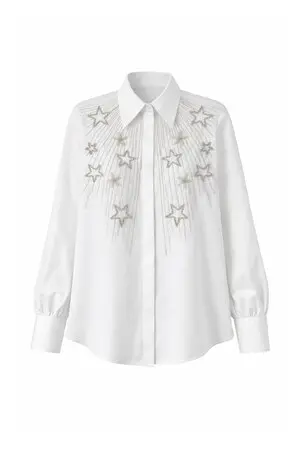 EXQUISE Embroidered Cotton Shirt