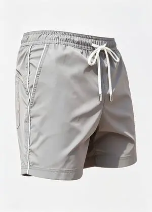 VAYLA Plain Tailored Swim Shorts With Contrast Piping - Grey