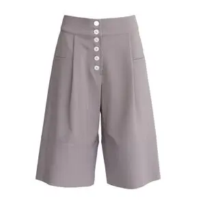 JULIA ALLERT Button Front Wide Leg Bermuda Shorts - Brown