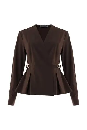 EXQUISE Ashlynn Wrap Collar Shirt