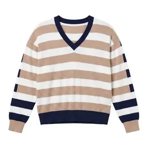 BRODIE CASHMERE Mesh Stripe V - Brown