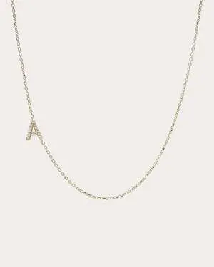 Anzie Diamond Love Letter A Pavé Necklace - Gold