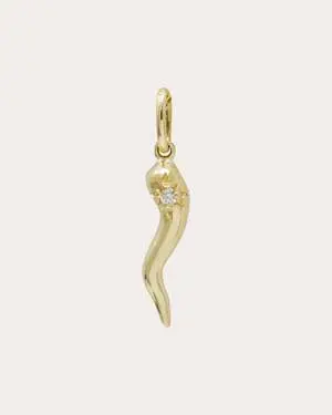 Anzie Diamond Aztec Cornicello Charm - Gold