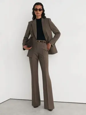 REISS Gabi Puppytooth Flared Suit Trousers - Black/neutral